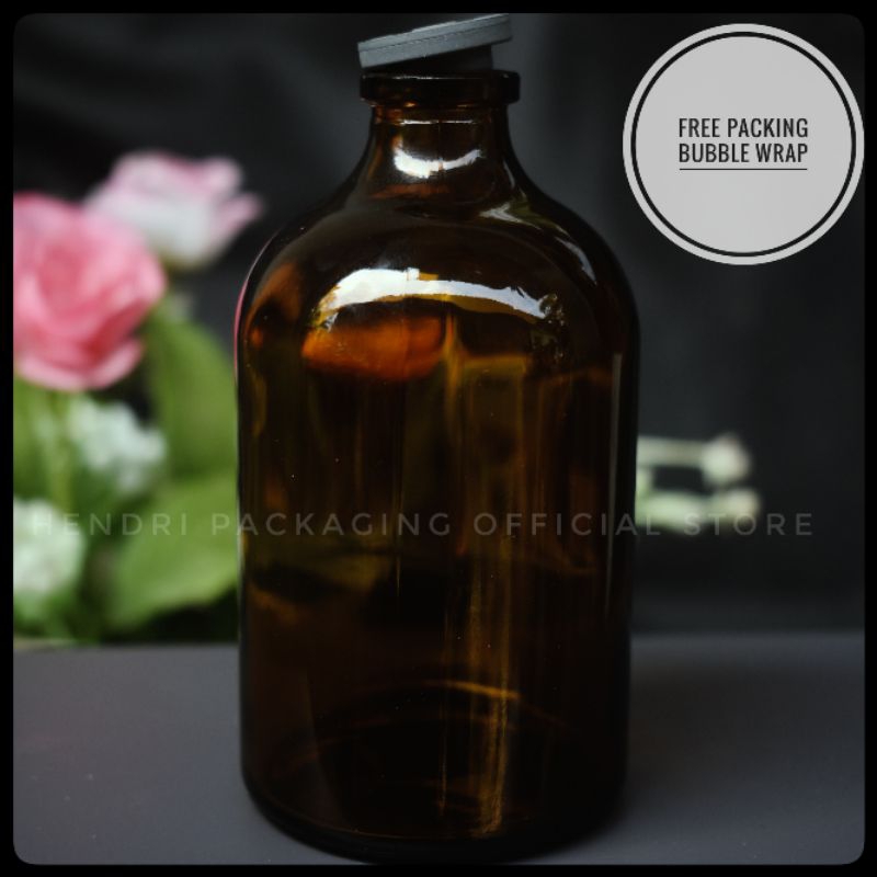 Jual Botol Kaca Vial Amber 100ml Tutup Karet Kedap Udara | Shopee Indonesia