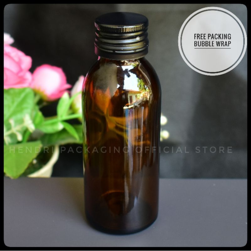 Jual Botol Kaca Amber 100ml Tutup Aluminium Hitam - Botol Gingseng ...