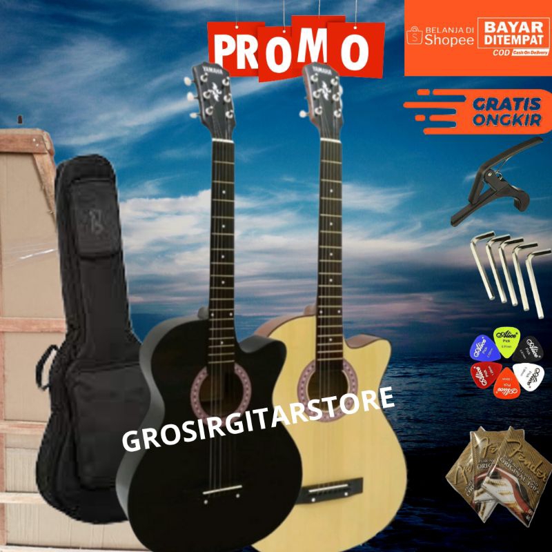 Jual [PAKET LENGKAP] GITAR AKUSTIK ELEKTRIK YAMAHA TANAM BESI GRATIS ...