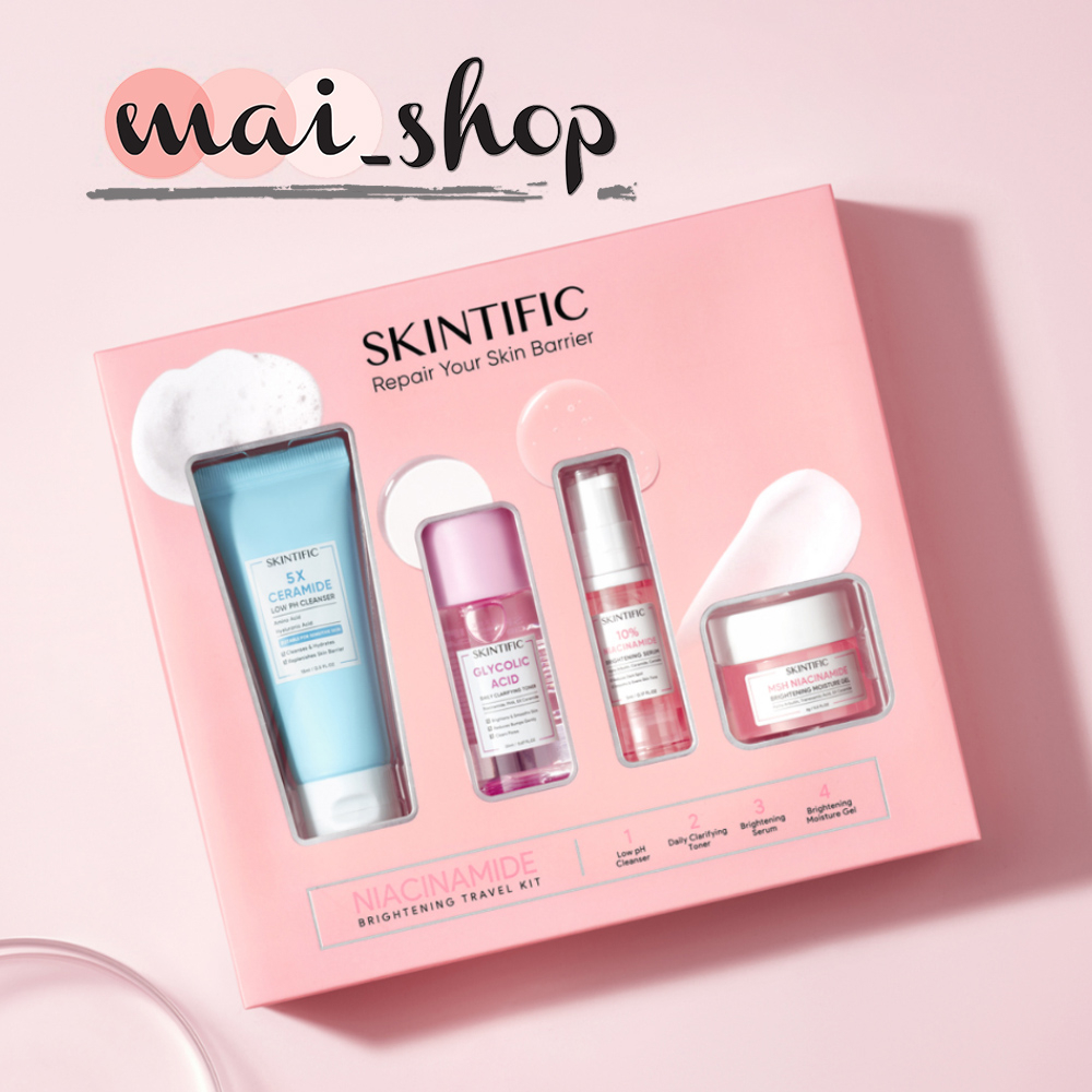 Jual SKINTIFIC Brightening Travel Kit 4 items (Box Pink) | Shopee Indonesia