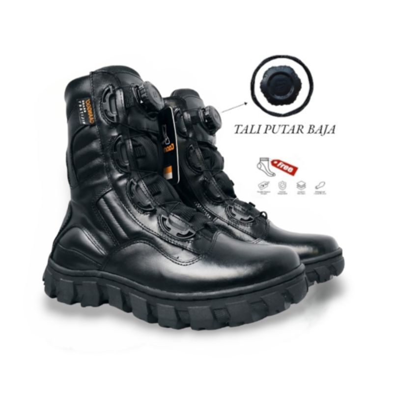 Jual Sepatu PDL Tali Putar Terbaru 100/ Full Kulit Modex Leather black ...