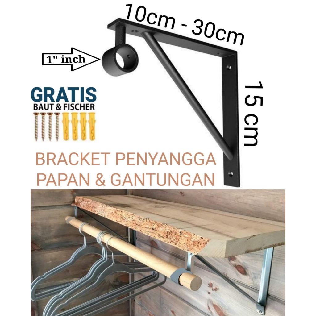 Jual bracket papan/Besi Siku Rak Dinding Tempel Tebal Free Fisher Skrup ...