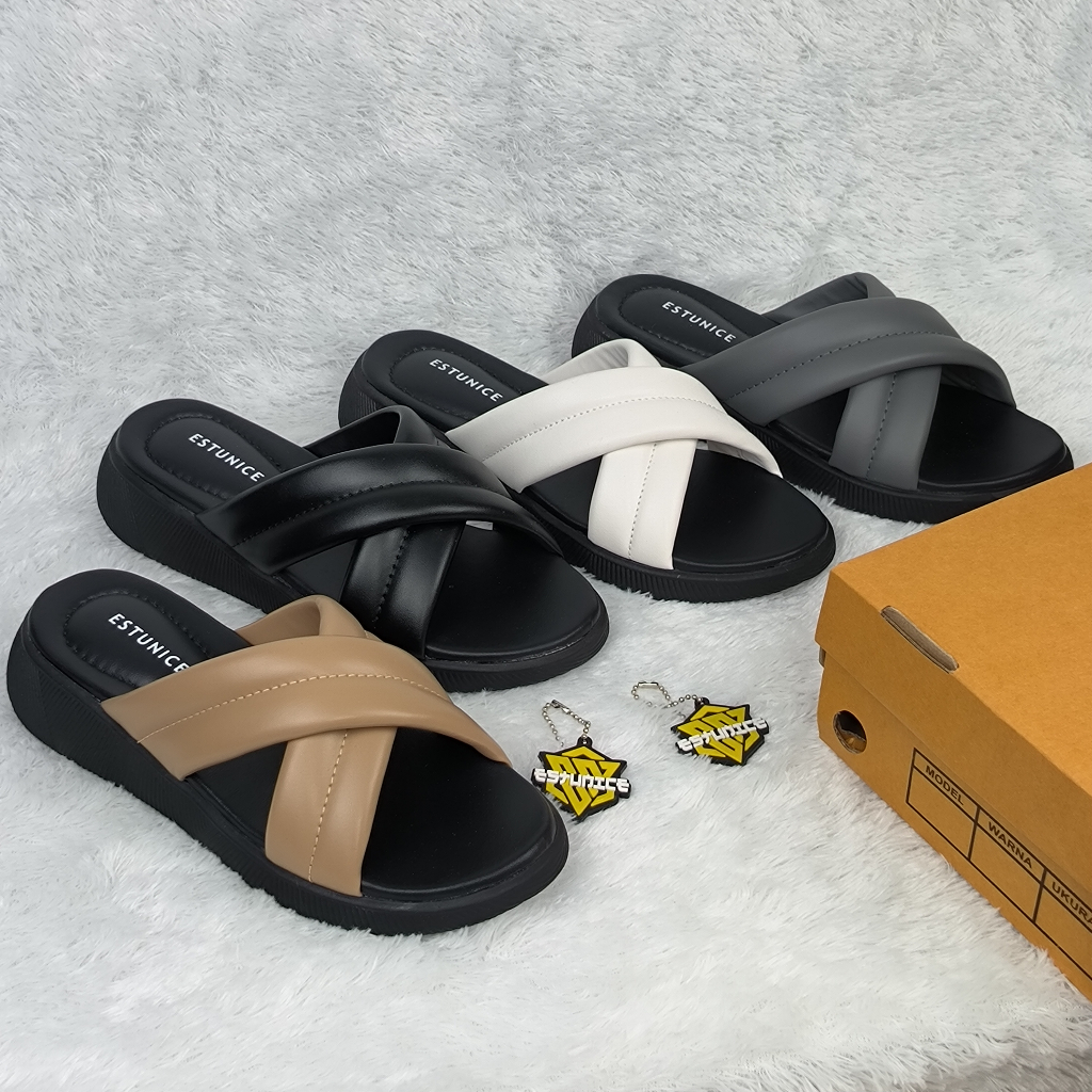 Jual Sandal Slop Wanita Sendal Wedges Slop Slip On Wanita - Xavia ...