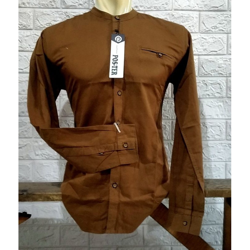 Jual KEMKO POSTER POLOS LENGAN PANJANG KERAH SANGHAI KEMEJA KOKO ...