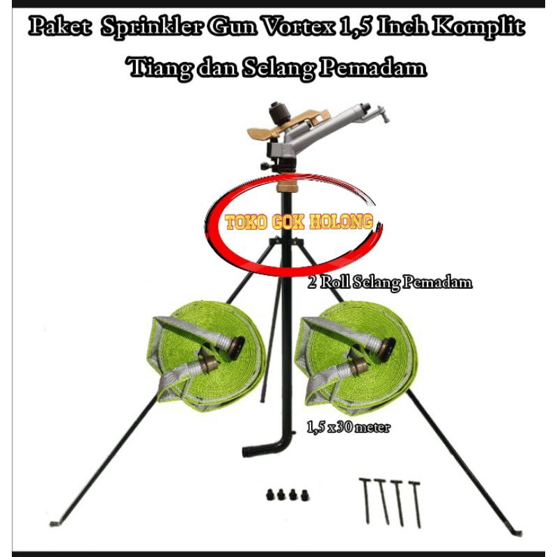 Jual Sprinkler big Gun Fortex 1, 5 inch Komplit Selang Pemadam dan ...