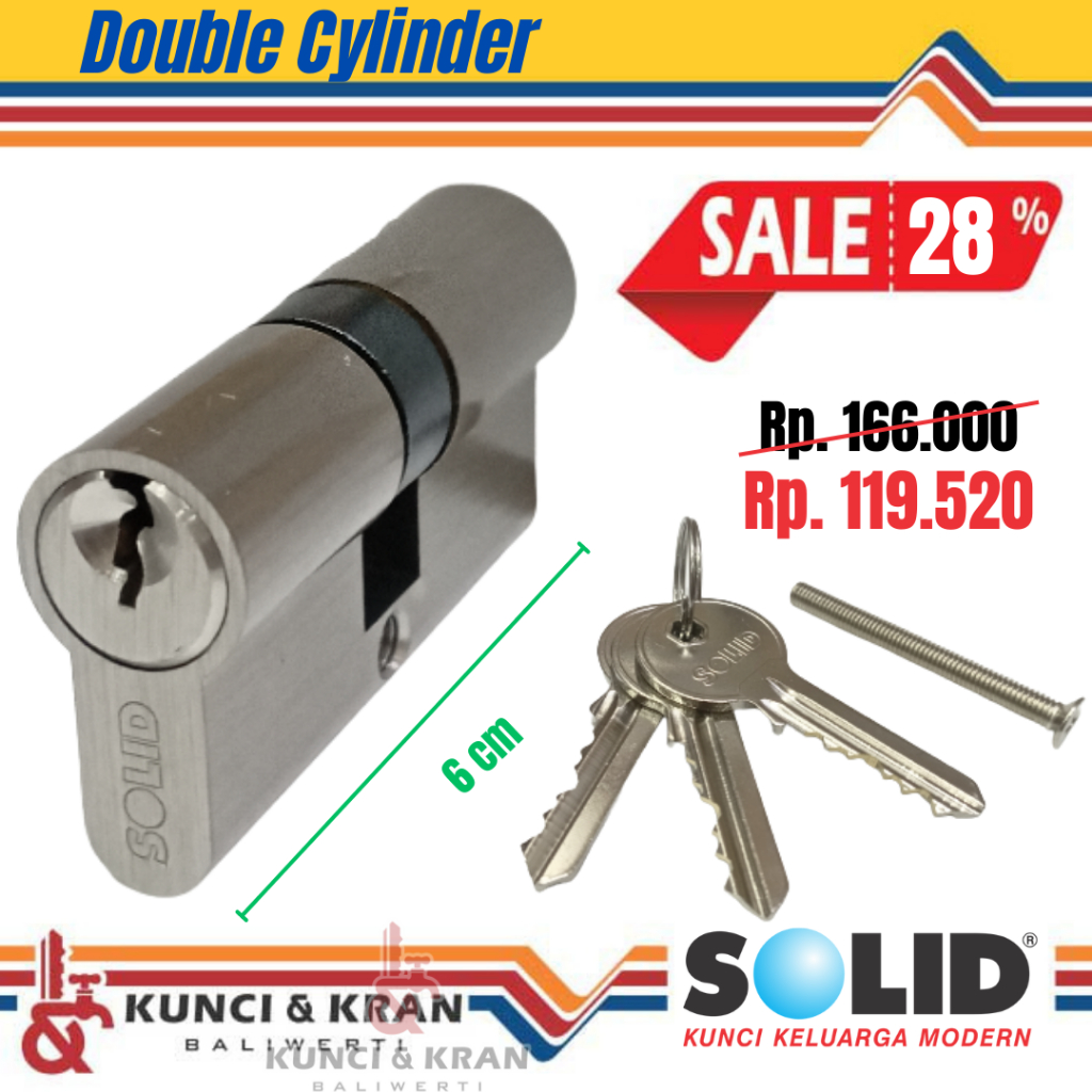 Jual Silinder Kunci Solid DC SLD 02 - 60 US26D Double Cylinder Kunci ...