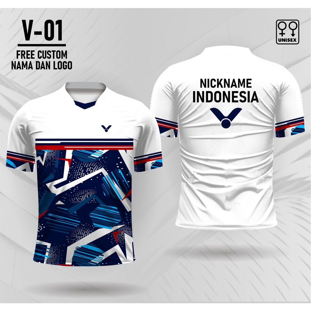 Jual jersey badminton VCTR kaos bulu tangkis gratis custom nama dan logo Free Nama PB | Shopee ...