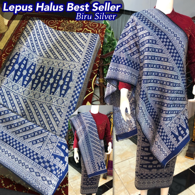 Jual TERLARIS Songket Lepus Halus Warna Best Seller Biru Silver / Songket Tenun Palembang asli ...