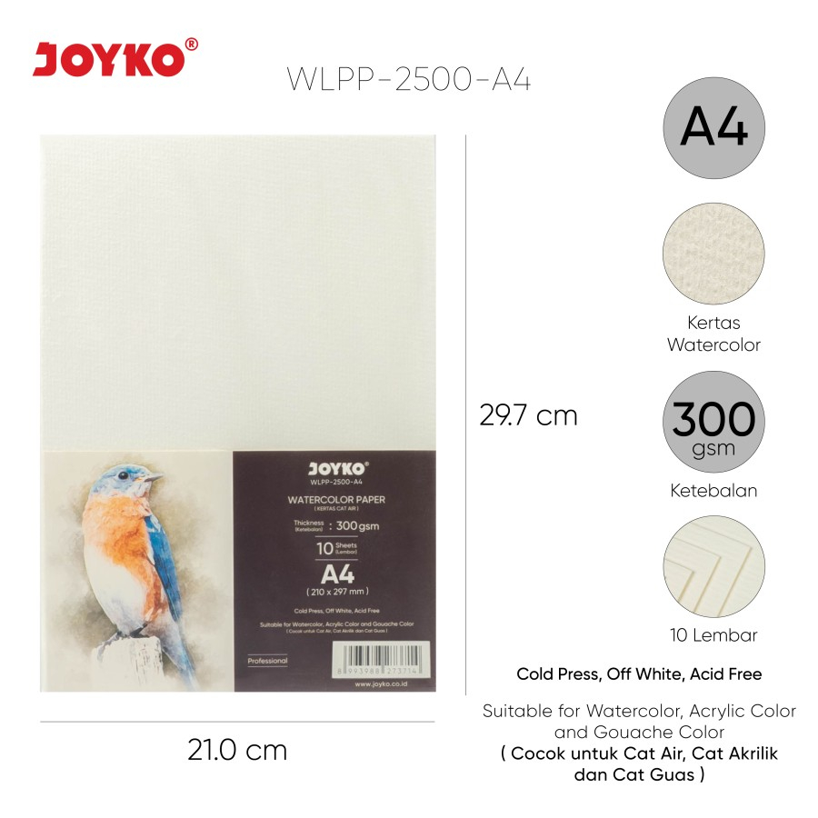 Jual Watercolor Paper Kertas Cat Air 300 gsm 10 Sheets Joyko WLPP-2500-A4 | Shopee Indonesia