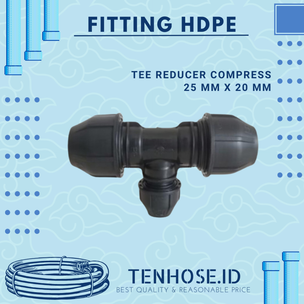 Jual Fitting HDPE Tee Reducer Compress Ukuran 25 MM × 20 MM (3/4" × 1/2" Inch) | Shopee Indonesia