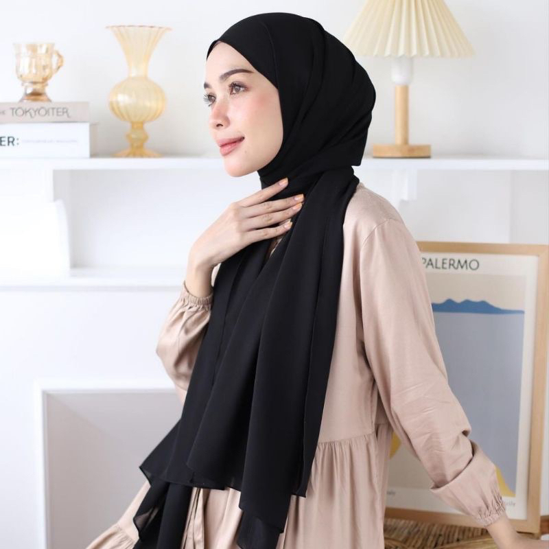 Jual MAUVE Hijab Pashmina Ceruty Babydoll Premium ( Hijab Warna Mauve , Black, Broken White ...