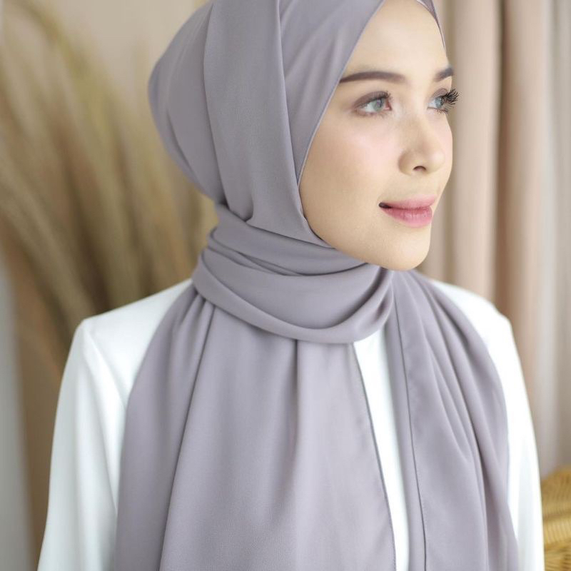 Jual MAUVE Hijab Pashmina Ceruty Babydoll Premium ( Hijab Warna Mauve , Black, Broken White ...