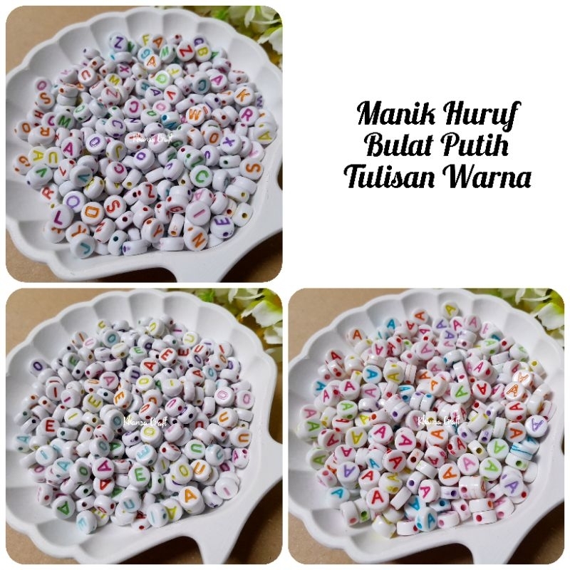 Jual Manik Huruf BULAT Putih Tulisan WARNA | Shopee Indonesia