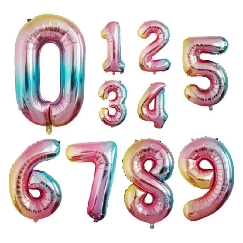Jual Balon angka foil rainbow 80cm (jumbo) | Shopee Indonesia