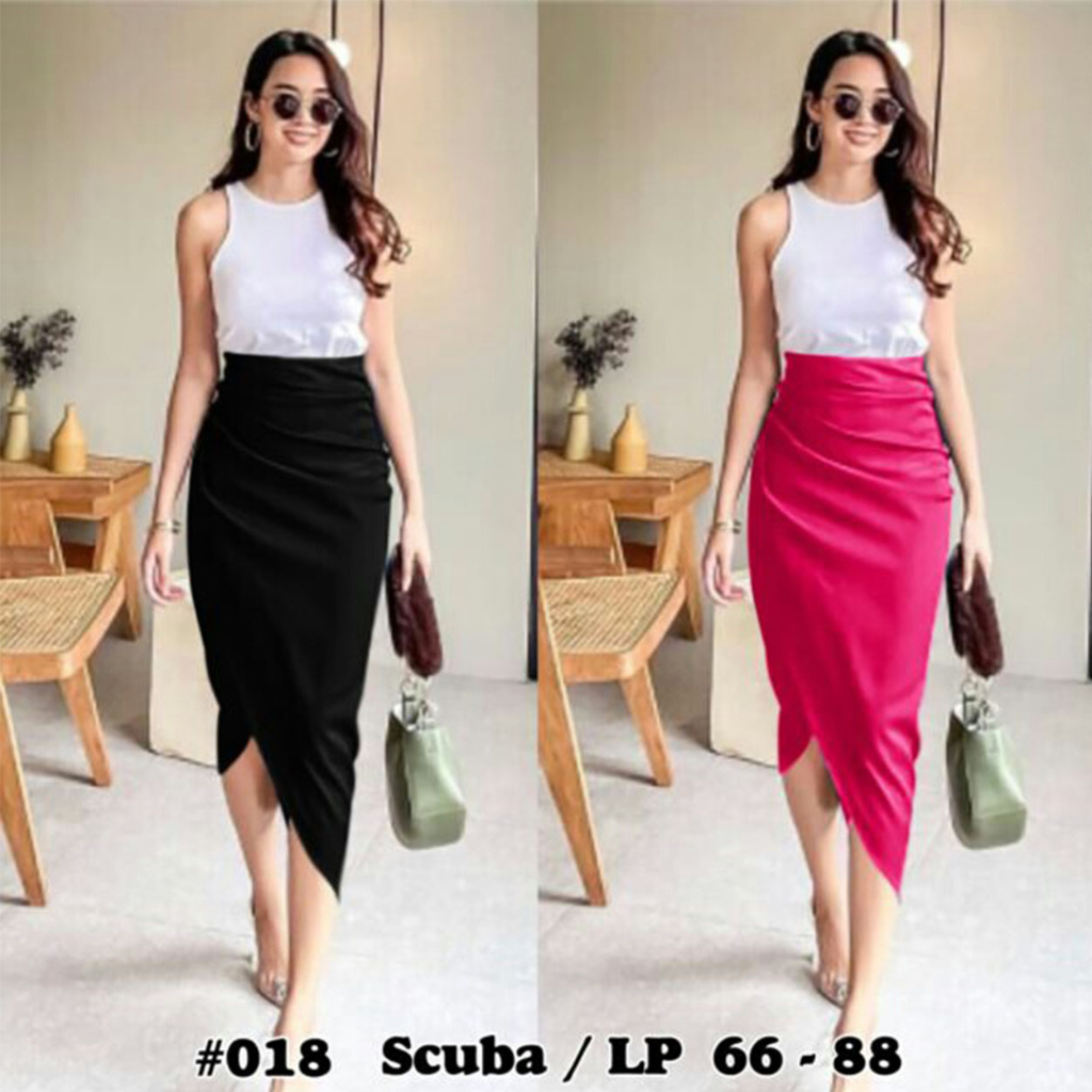Jual Gaya Korean Style Rok Midi SP4 018 - Warna Black, Pink. Bahan ...