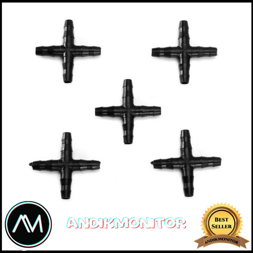 Jual Splitter Selang Air Taman & Aquarium 4 Cabang 10PCS - Hitam ...