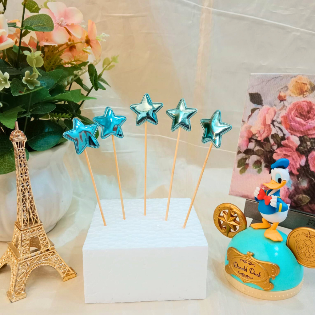Jual Topper Hiasan Kue Cake Ulang Tahun Metallic Bintang, Hati, dan ...