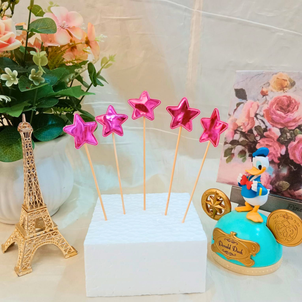 Jual Topper Hiasan Kue Cake Ulang Tahun Metallic Bintang, Hati, dan Mahkota ( Isi 5 pcs ...