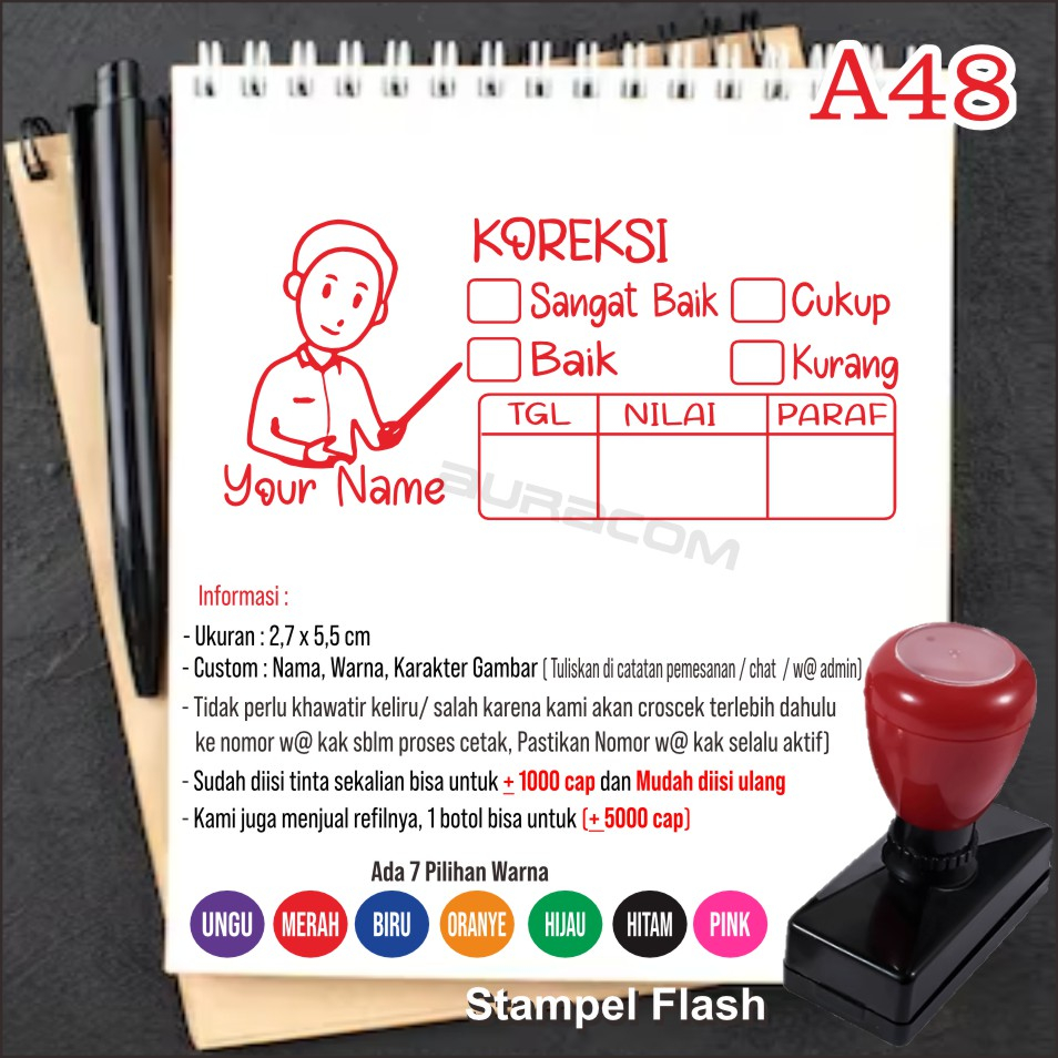 Jual Stempel Nilai Guru / Penilaian / Koreksi / Checked / Reward Siswa Murid Sekolah (27x55 mm ...
