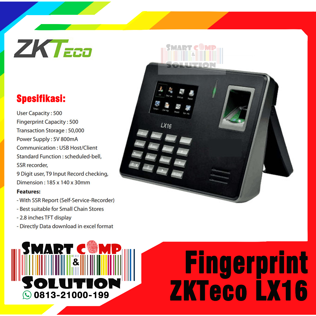 Jual Mesin Absensi Fingerprint ZKTeco LX16 | Shopee Indonesia