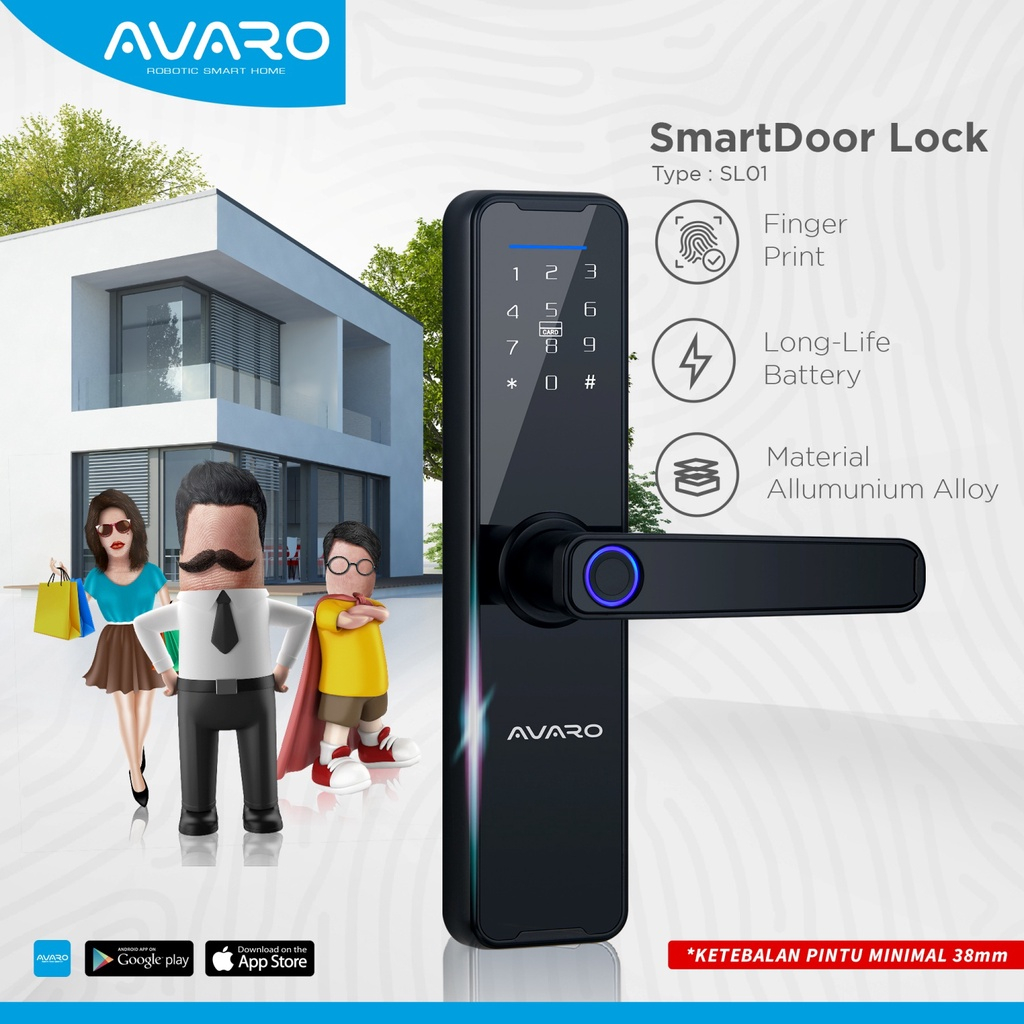 Jual AVARO SL01 Smart Door Lock Kunci Pintu Digital Smart Lock Fingerprint Door Lock Pintu ...