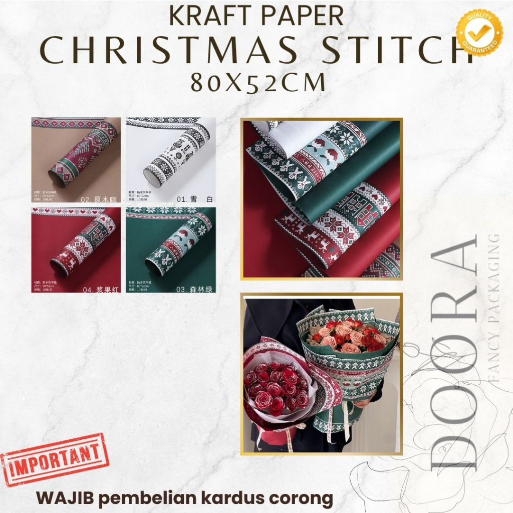 Jual Kertas Kado Wrapping Paper Christmas Kraft Paper 80x52cm | Shopee ...