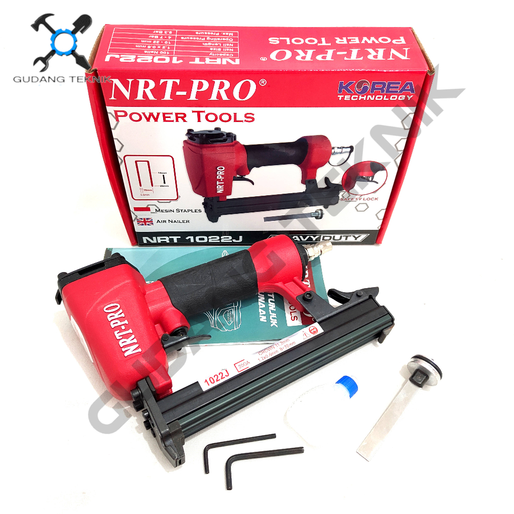 Jual MESIN STAPLES PAKU TEMBAK 1022J NRT PRO Angin Tipe U / Air Nailer Alat Stapler Tembak Paku ...