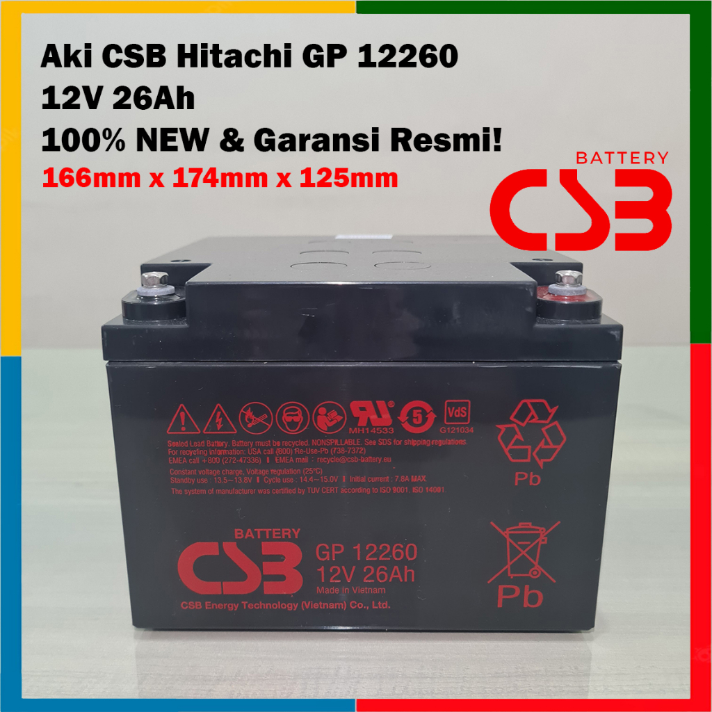 Jual Aki accu baterai CSB VRLA 12V 26ah GP12260 / GP 12260 | Shopee ...