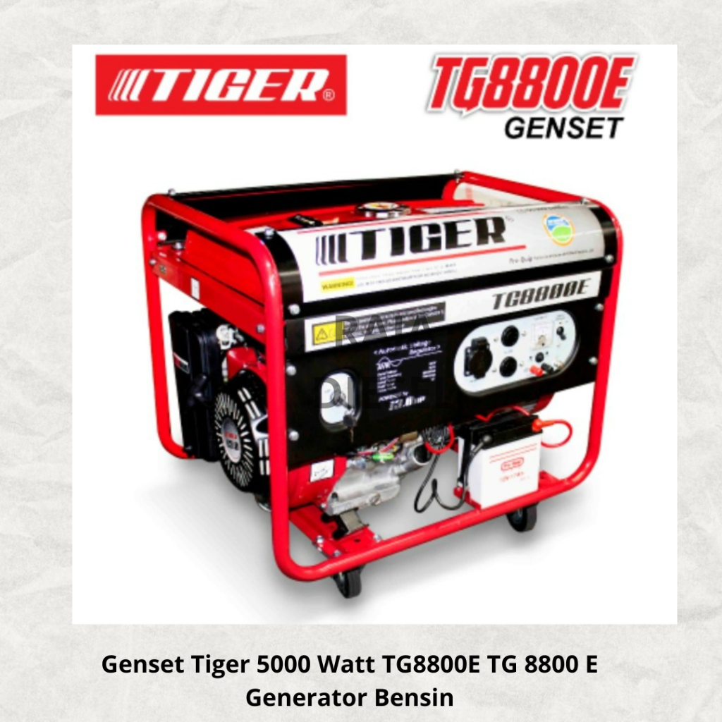 Jual Genset Tiger 5000 Watt TG8800E TG 8800 E Generator Bensin | Shopee ...