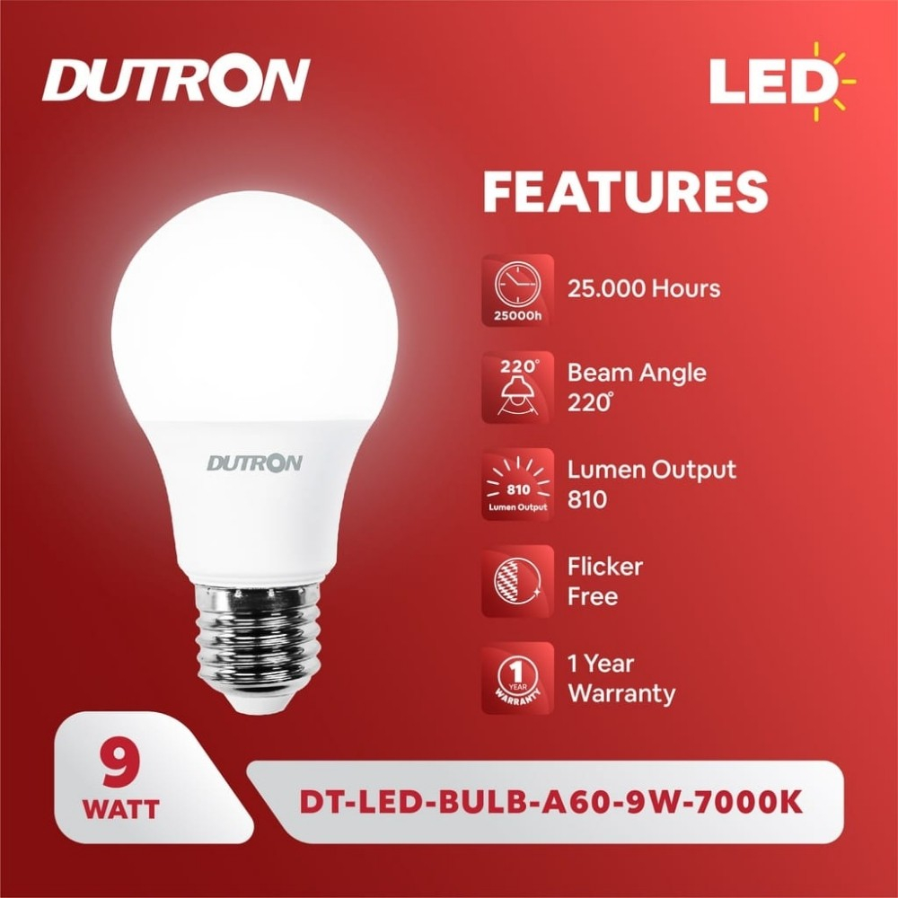Jual DUTRON Lampu LED Bulb 9 Watt 6500K/7000K Putih | Shopee Indonesia