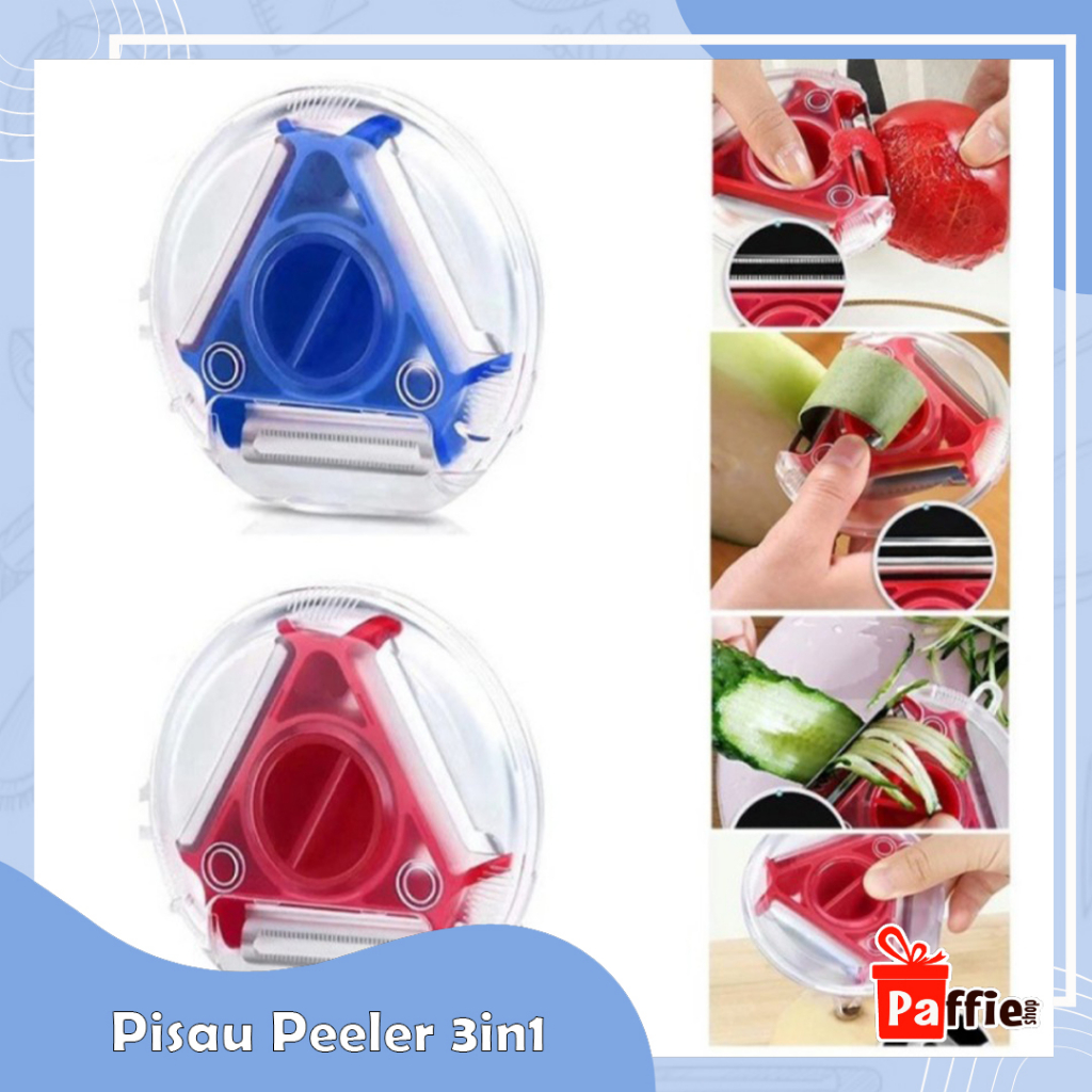 Jual Pisau peeler 3 in 1 alat pengupas buah sayur dapur kitchen timun ...