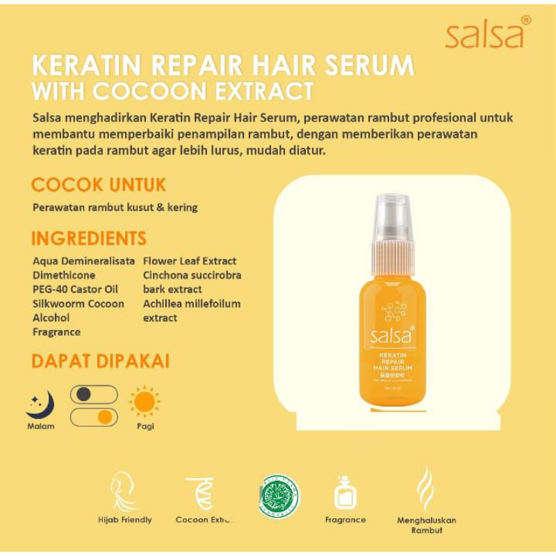 Jual (ORIGINAL) SALSA KERATIN REPAIR HAIR SERUM 80 ML | Shopee Indonesia