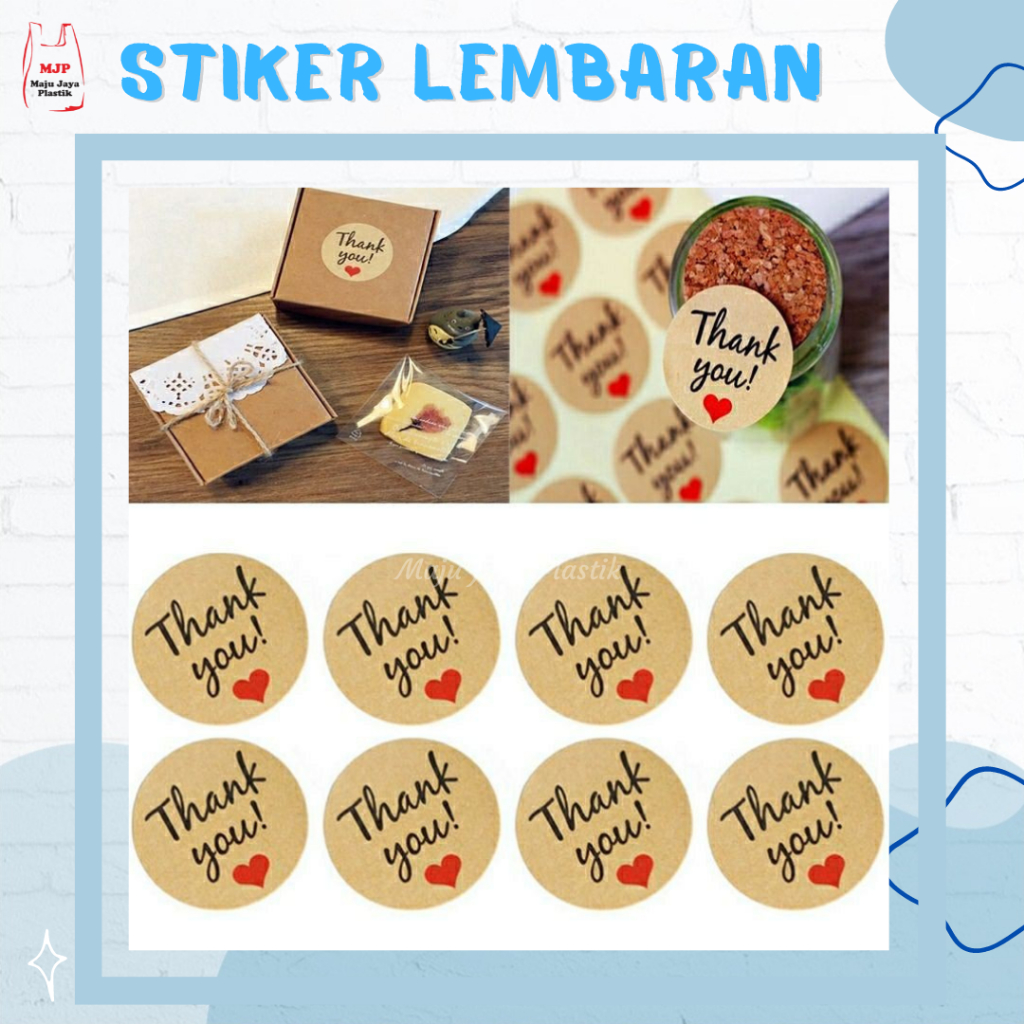 Jual Stiker Label Thank You Motif Lucu Lembaran Sticker Segel Kemasan ...