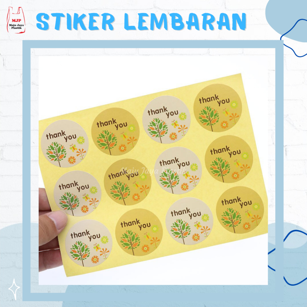 Jual Sticker Thank You Bulat Diameter 4 cm, 1 pak isi 12pcs | Shopee ...