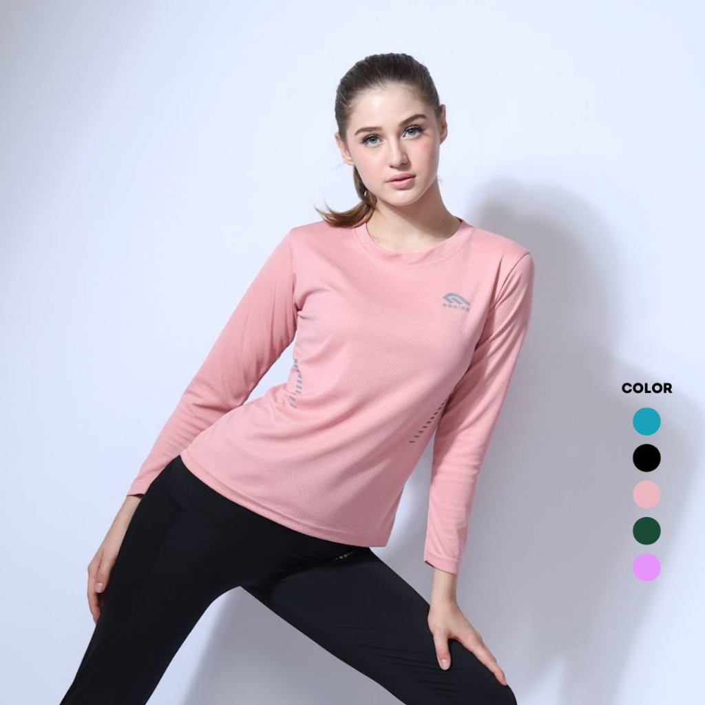 Jual MANIAK Baju Olahraga Wanita Lengan Panjang Kaos Running Muslimah Lari Gym Senam Bulutangkis ...