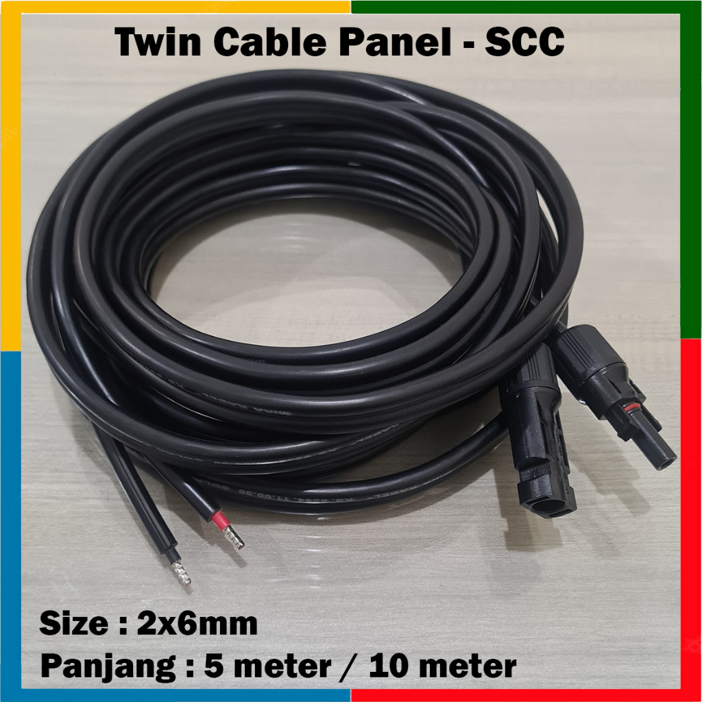 Jual 10m Twin cable 2x6mm2 solar panel MC4 + ferrule 10 meter | Shopee ...
