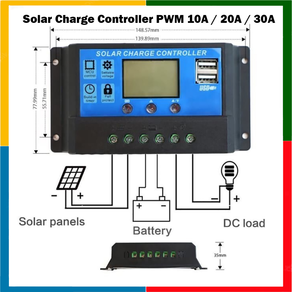 Jual Solar Charge Controller 10A 20A 30A SCC Panel Surya PWM | Shopee Indonesia