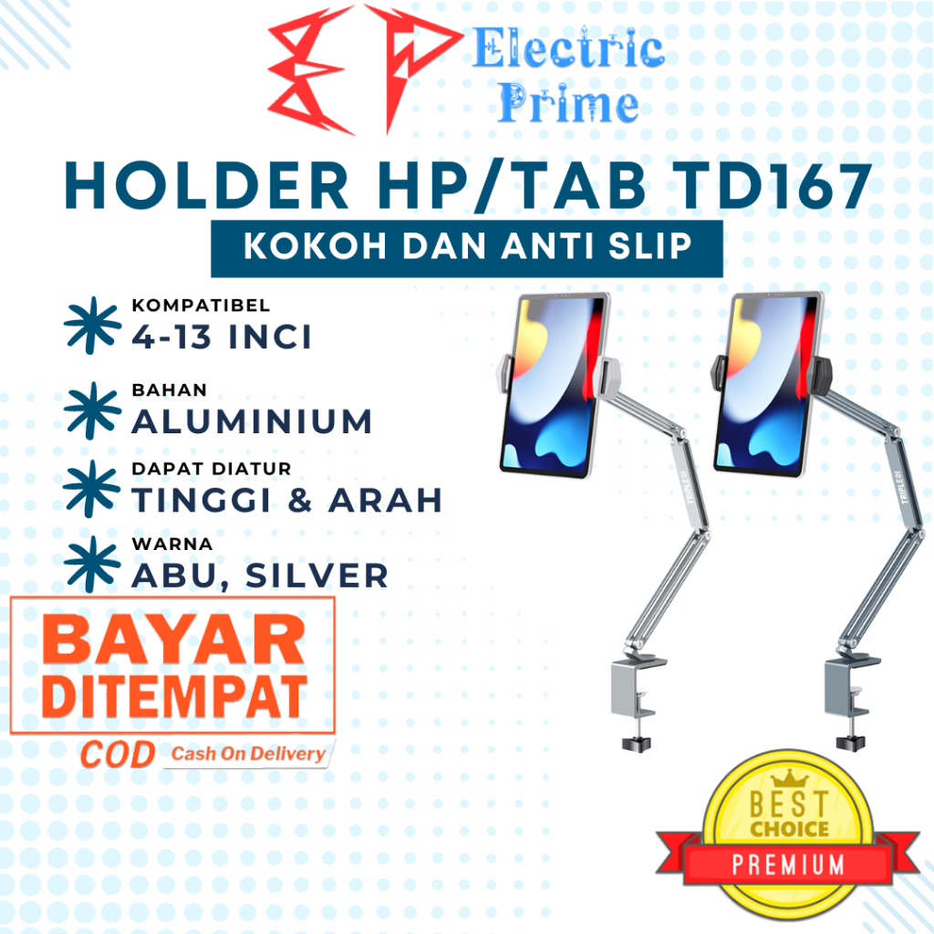 Jual Stand HP Lazypod Smartphone Holder Tablet Aluminium Jepit Meja ...