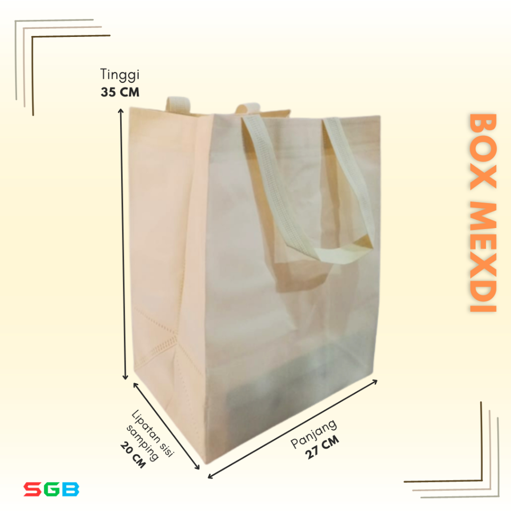 Jual Tas Spunbond model BOX mexdi uk 27x35x20 dan 37x35x20 / Goodie Bag ...