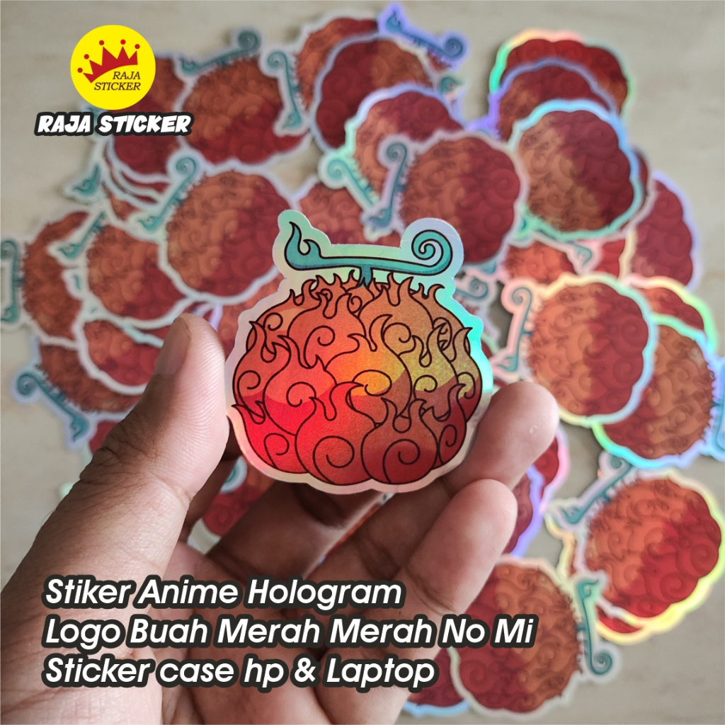 Jual Stiker Anime Hologram Logo Buah Merah Merah No Mi Sticker case hp ...