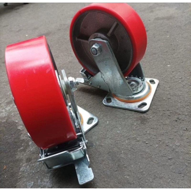 Jual Roda etalase/trolii PU VELG BESI HEAVY DULVY DUTY tipe rem"5inch ...