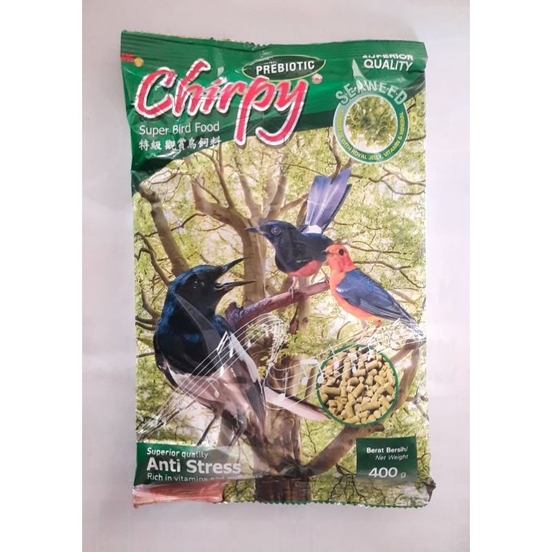 Jual CHIRPY SUPER BIRD FOOD WITH PREBIOTIC SEAWEED | MAKANAN / PAKAN ...