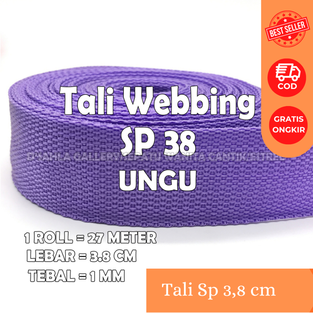 Jual Tali Webbing Sling Strap Lebar 3.8 cm Tebal 1mm untuk Tali Tas ...