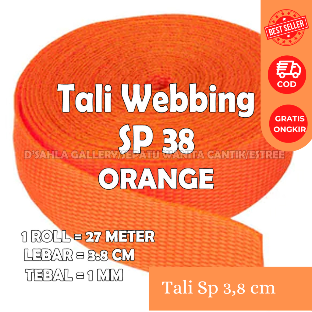 Jual Tali Webbing Sling Strap Lebar 3.8 cm Tebal 1mm untuk Tali Tas ...