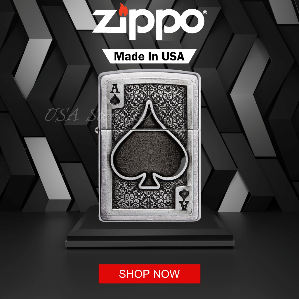 Jual Korek Zippo Ace Of Spades Emblem 49637 Original Made In USA | Shopee Indonesia