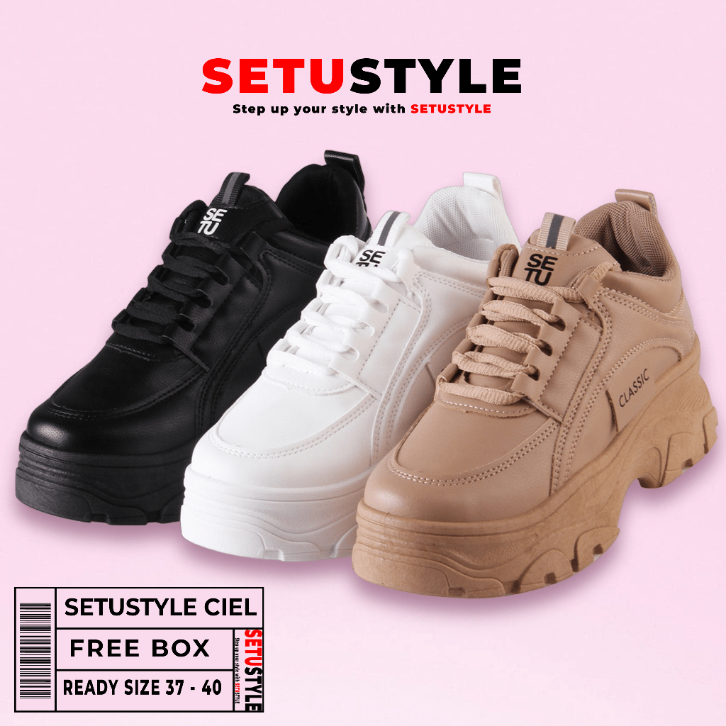 Jual SETU Style Ciel Sepatu Sneakers Wanita Olahraga Putih Tinggi ...