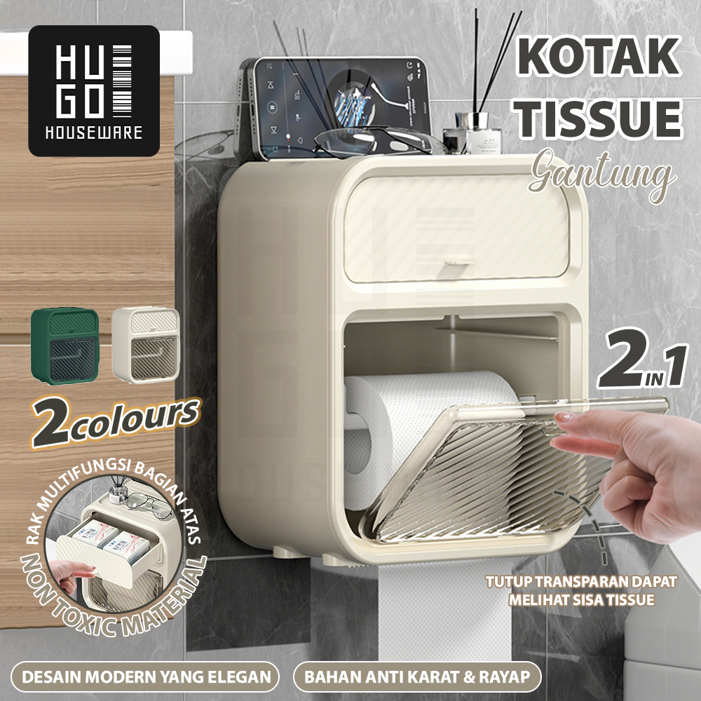 Jual HUGO Tempat Tissue Toilet Rak Tisu Gantung WC Tempel Wadah ...