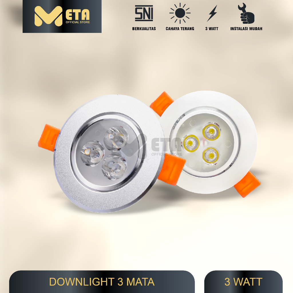 Jual Lampu downlight led 3w plafon 3 mata | Shopee Indonesia