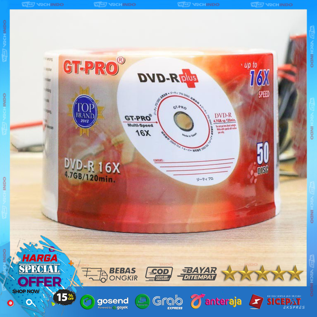 Jual DVD-R Plus GT PRO Plus 16x Kosong - 1 Pack / 50 Pcs !! | Shopee Indonesia