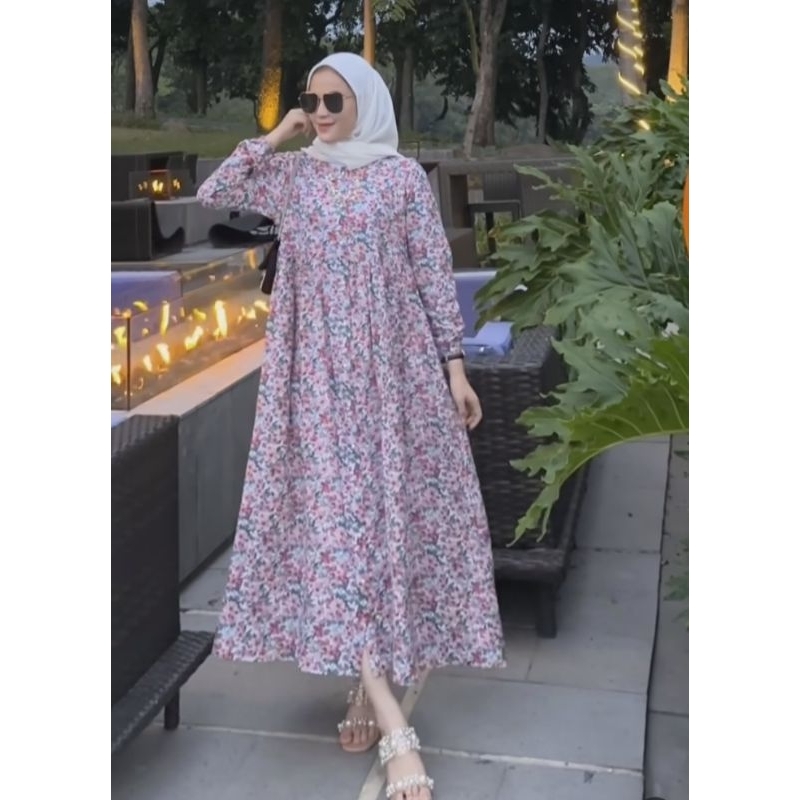 Jual midi dress bunga | Shopee Indonesia